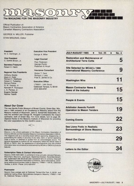 Masonry Magazine August 1985 Page. 3