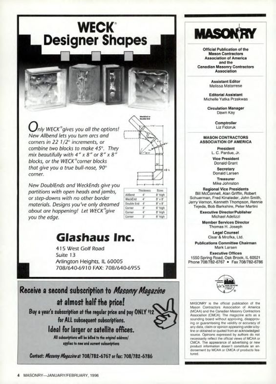Masonry Magazine February 1996 Page. 4