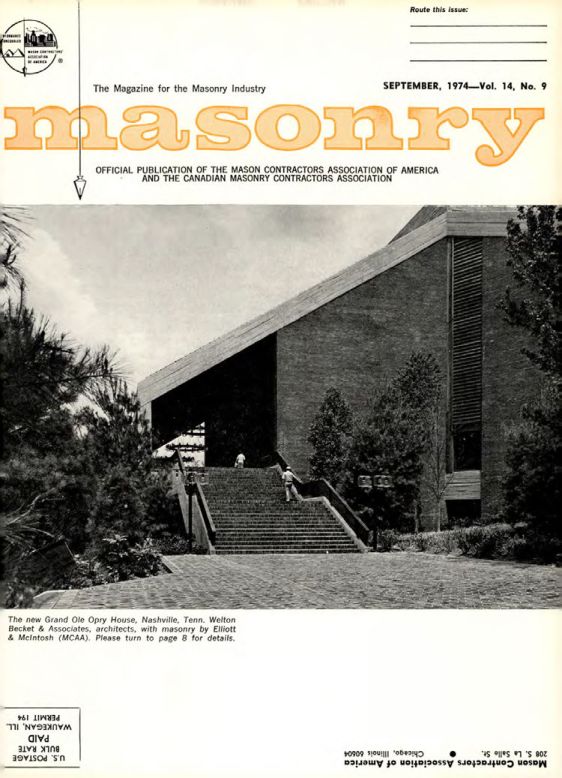 Masonry Magazine September 1974 Page. 1